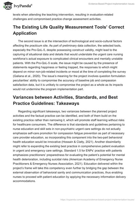 Evidence Based Project Implementation Issues 882 Words Coursework