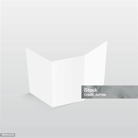 접혀 빈 3 종이 전단지 전단지 Broadsheet 접어 벡터 일러스트 레이 션 3차원 형태에 대한 스톡 벡터 아트 및 기타