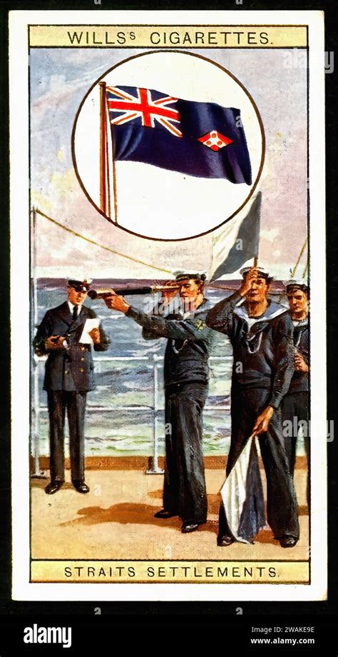 Flag Of Straits Settlements Vintage Cigarette Card Illustration Stock