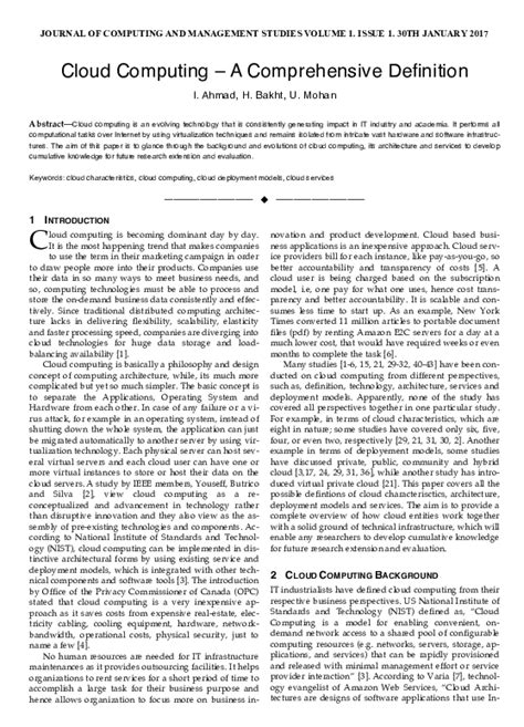 Pdf Cloud Computing A Comprehensive Definition