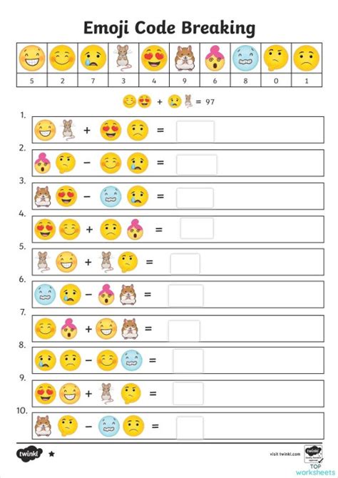 Emoji Code Breaking Interactive Worksheet Topworksheets