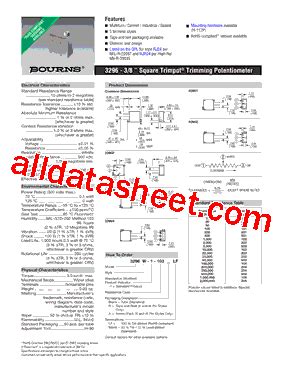 3296 Datasheet(PDF) - Bourns Electronic Solutions