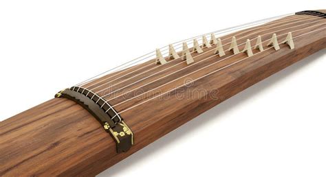 Traditional Japanese Koto Instrument Close Up On White Background Stock