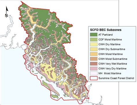Map Of Bec Subzones Of The Sunshine Coast Forest District Sunshine Coast Conservation Association
