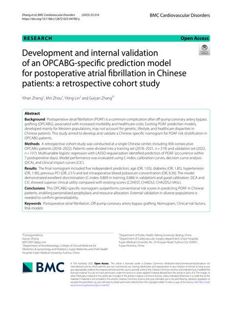 Pdf Development And Internal Validation Of An Opcabg Specific