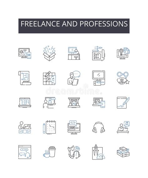 Freelance And Professions Line Icons Collection Career And Vocation Occupation And Calling