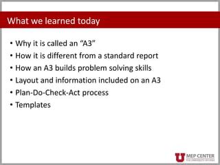 How To Do An A3 Report PPTX