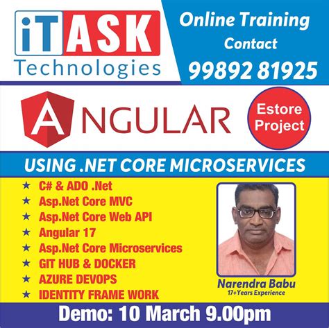 Itask ⭕ Angular With Net Core Microservices 👨‍ Trainer Mr Narendrababu 📅 Demos From