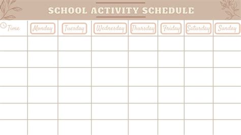 School Activity Schedule In Pink And Beige Colors
