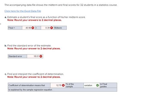 Solved The Accompanying Data File Shows The Midterm And