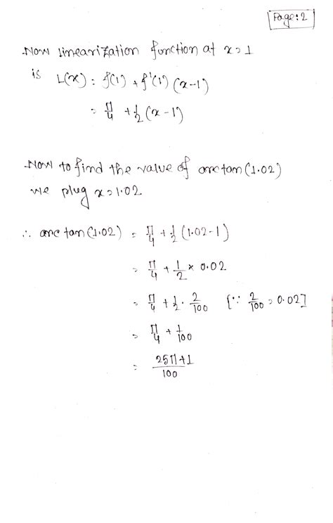 [solved] A Use Linear Approximation To Estimate The Value Of Arctan Course Hero