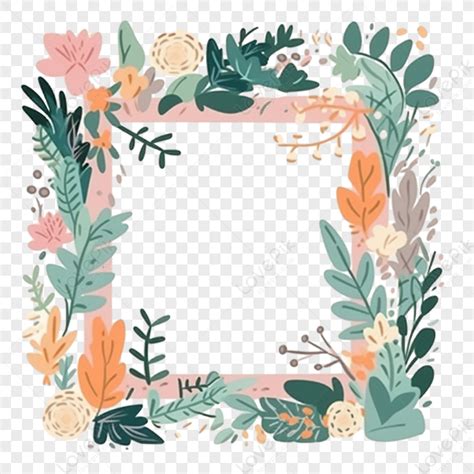 Floral Rectangle Frame Leaves Border Frameleaves Borderleaf Png White