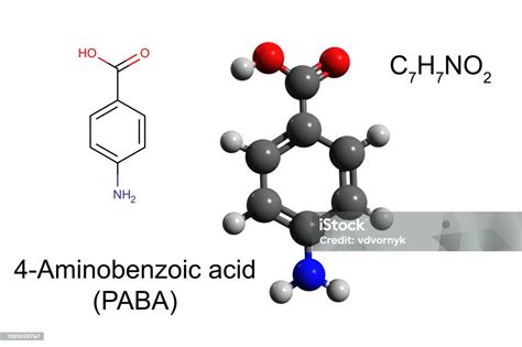 4아미노벤조산의 화학포뮬러 골격 포뮬러 및 3d 볼 앤 스틱 모델 0명에 대한 스톡 사진 및 기타 이미지 0명 3차원 형태