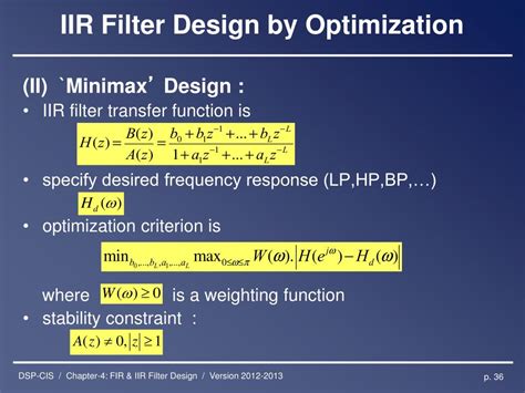 Ppt Dsp Cis Chapter 4 Fir And Iir Filter Design Powerpoint Presentation Id3533514