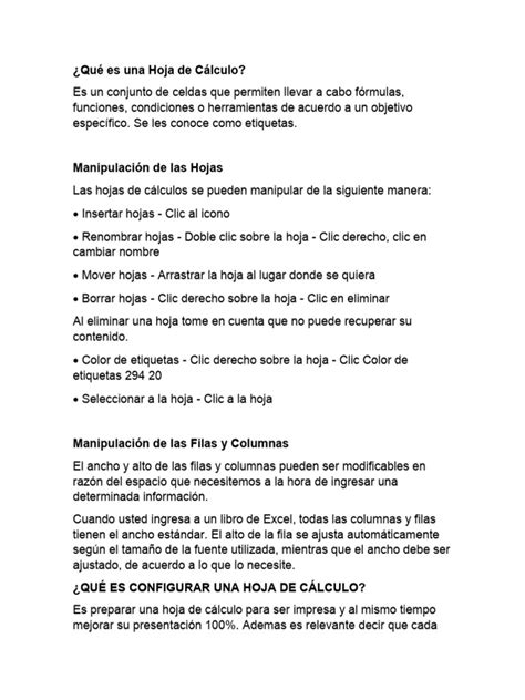Configuración Y Uso De Hojas De Cálculo Pdf Hoja De Cálculo