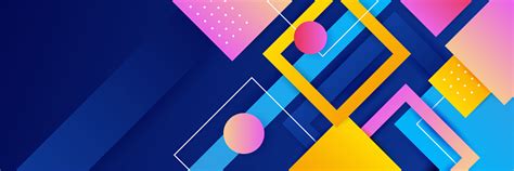 현대적인 다채로운 추상 기하학적 배너 배경 사각형 삼각형 원 및 기하학적 모양의 기술 배너 디자인 벡터 추상 그래픽 디자인 배너 패턴 배경 템플릿 0명에 대한 스톡 벡터