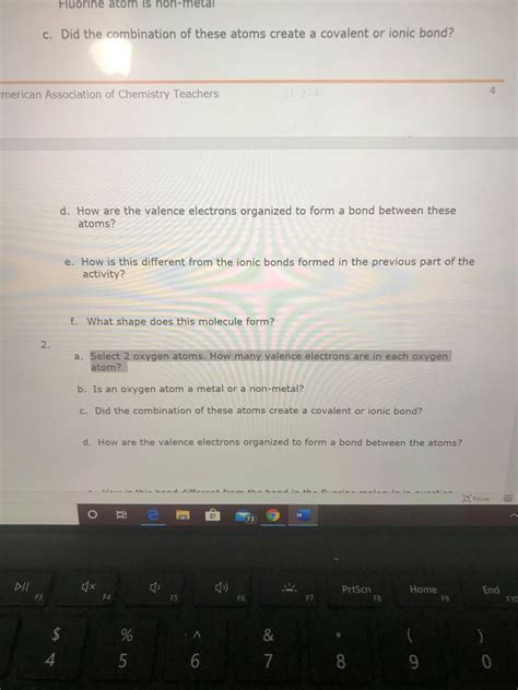 Solved Atom 1 Number Of Valence Electrons Prediction Of Chegg Com