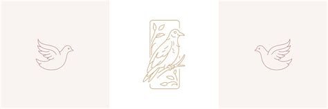 보헤미안 선형 스타일 벡터 일러스트 세트의 분기 및 비행 비둘기의 새 로고에 대한 스톡 벡터 아트 및 기타 이미지 로고 비둘기 새 Istock
