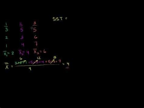 ANOVA 1 Calculating SST Total Sum Of Squares YouTube Sum Of Squares Khan Academy