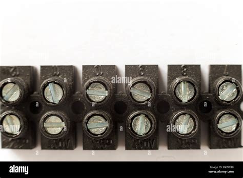 Terminal Block Electrical Wires Connector Clips Isolated On White Copy Space Background