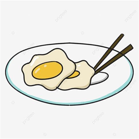 계란 프 라이 손 그림 일러스트 만화 접시 젓가락 귀여운 요소 손으로 그린 장식 패턴 만화 Png 일러스트 및 Psd 이미지 무료 다운로드 Pngtree