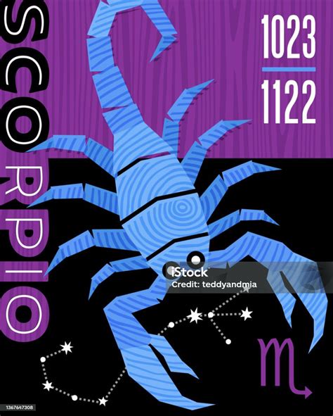 조디악 사인 전갈자리 전갈 기호 및 별자리와 추상 복고풍 디자인 배경 주제에 대한 스톡 벡터 아트 및 기타 이미지 배경 주제