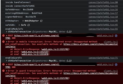 Error Signing Transactions With Alchemy Using Safesdkexecutetransactionsafetransaction From