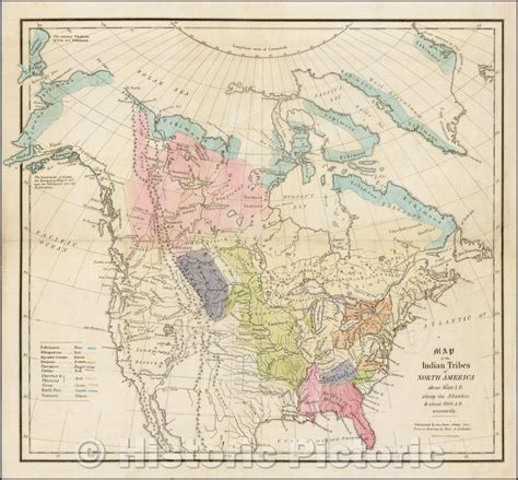 Indian Tribes North America Jedidiah Smith Route 1836 Map Historic
