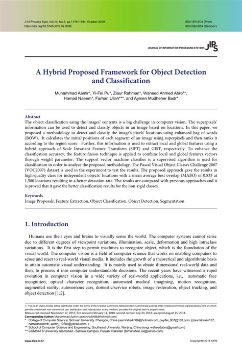 Pdf A Hybrid Proposed Framework For Object Detection And Classification