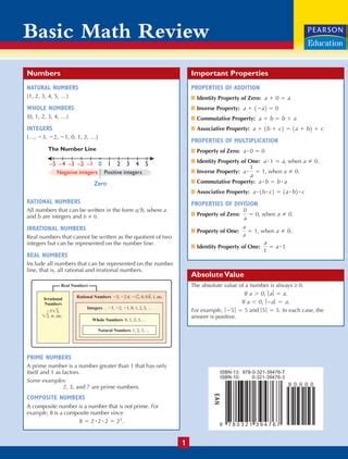 Basic Math Review Card Pdf