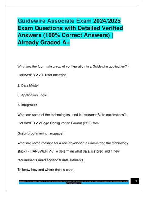 Guidewire Associate Exam 2024 2025 Exam Questions With Detailed Verified Answers 100 Correct