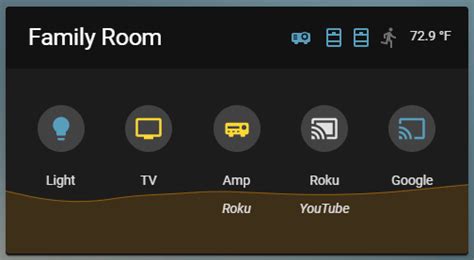 Updated My Standard Room Card Sensors Are In The Header Buttons For Devices Media Sources