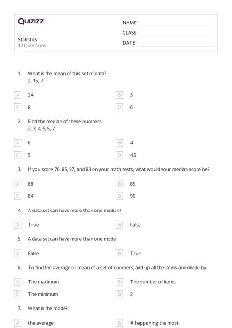 50 Statistics Worksheets For 2nd Class On Quizizz Free And Printable