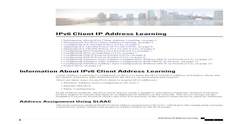 Pdf Ipv6 Client Ip Address Learning Cisco · Address Assignment