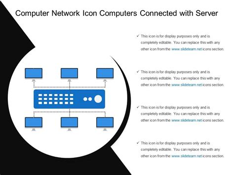 Computer Network Icon Computers Connected With Server Presentation PowerPoint Images Example