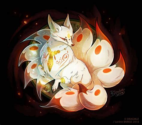 Kitsune Fine Art Print Japanese Mythology Witch Art Fire Elemental