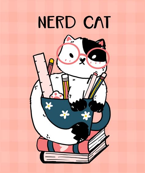 Cute Nerd Cat With Glasses And Books 1943108 Vector Art At Vecteezy