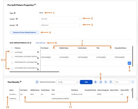 pattern based parsing options on the configuration tab