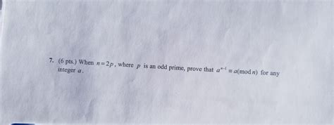Solved Pts When N P Where P Is An Odd Prime Prove Chegg Com