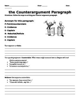 Counter Argument Paragraph By Brooke Bajon TPT