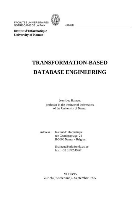 Pdf Transformation Based Database Engineering · Vldb95