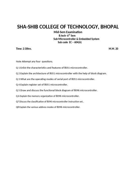 Ec 604a Microcontroller And Embedded System Pdf
