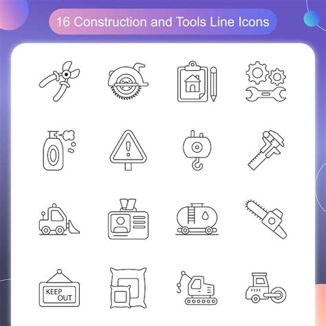 Premium Vector Construction And Tools Vector Outline Icon Set 05