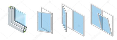 Isometric Cross Section Through A Window Pane PVC Profile Laminated Wood Grain Classic White