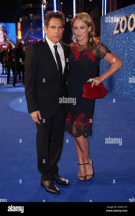 From Left Actors Ben Stiller And Christine Taylor Pose For