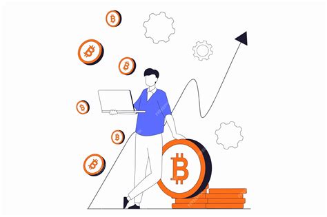 Premium Vector Cryptocurrency Mining Concept With People Scene In Flat Outline Design
