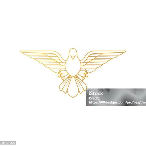 비둘기 로고 아이콘 벡터 그림입니다 올리브 가지를 가진 비행 비둘기의 추상 라인 아트 비둘기에 대한 스톡 벡터 아트 및 기타