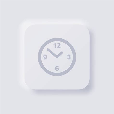 Analog Clock Icon White Neumorphism Soft UI Design For Web Design Application UI And More