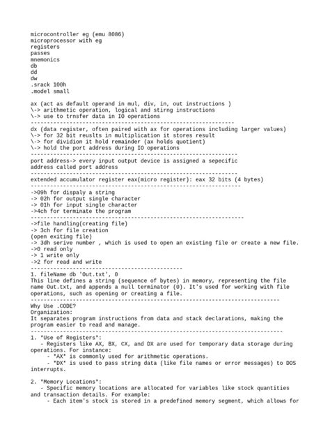 Assembly Langyage Imp Points Pdf Assembly Language String