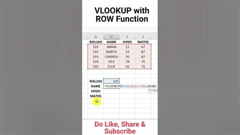 Vlookup With Row Vlookup To Get Complete Records Excel Exceltutorial Growwithskills